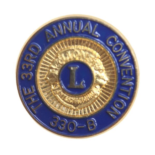 LIONS CLUB ライオンズクラブ ピンバッジ THE 33RD ANNUAL CONVENTION 330-B 直径14.9mm NT Bランク