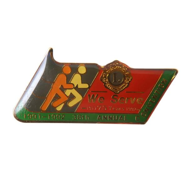 LIONS CLUB ライオンズクラブ バッジ  75周年 1991-1992 38th ANNUAL CONVENTION 51×24(mm) NT Bランク