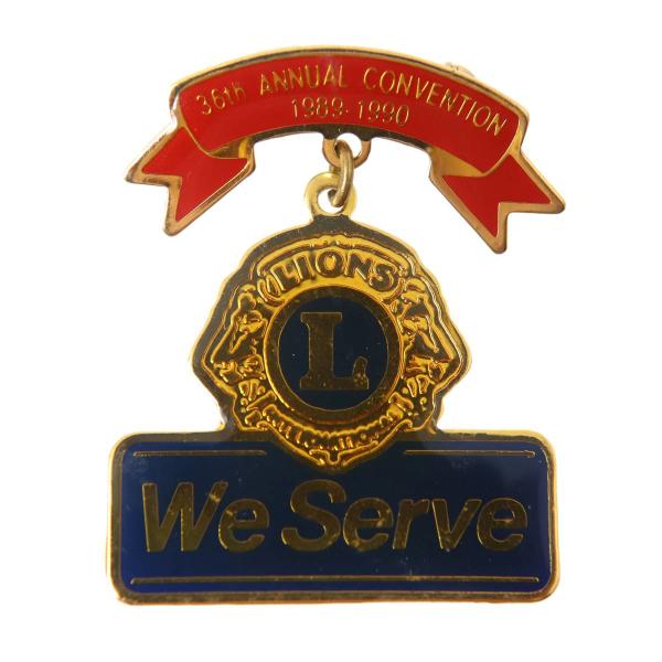 LIONS CLUB ライオンズクラブ バッジ 36th ANNUAL CONVENTION 1989-1990 33.3×42.8(mm) NT Bランク