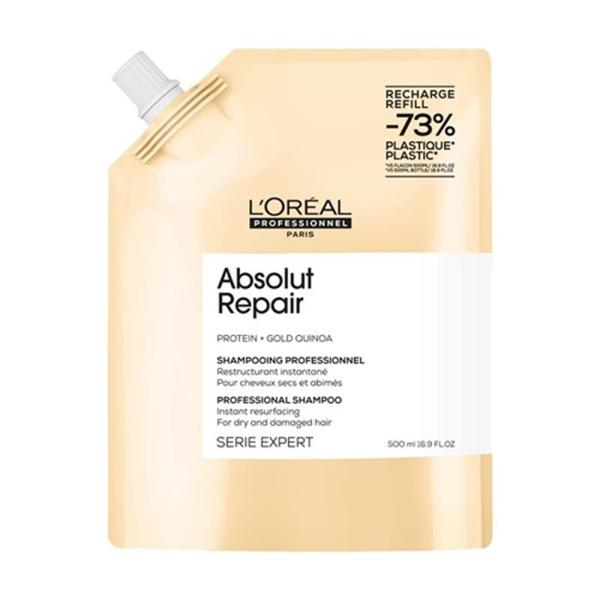 ロレアル プロフェッショナル セリエ エクスパート アブソルートR. ゴールド シャンプー 500mL（詰替え用、リフィル、レフィル）風になびく、やわらかく軽やかな手触り。止まらない指通り。髪本来の美しさをサポートするダメージケアライン。ダ...