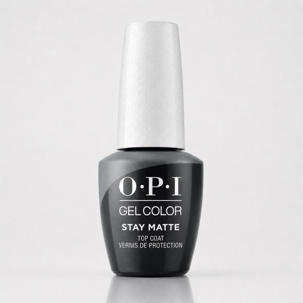OPI ジェルカラー GC004 ステイマット トップコート  / 15mLOPIジェルカラー用のトップジェルマットな質感で、ジェルカラーの変色や黄ばみを防ぐトップジェル。OPIトップジェルは、ツヤ感で選べます。