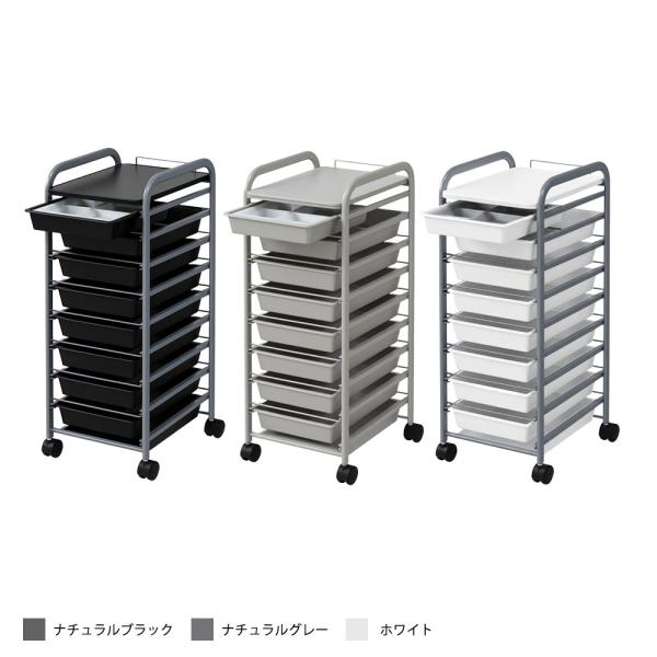 東洋理研 ロットワゴン TS-138（全3色）H860×W450×D305mm引き出しは2方向に引くことができ,8段式収納型,引き出し8段,インナータイプ型7分割仕切り（TO-中仕切り白）1枚付き