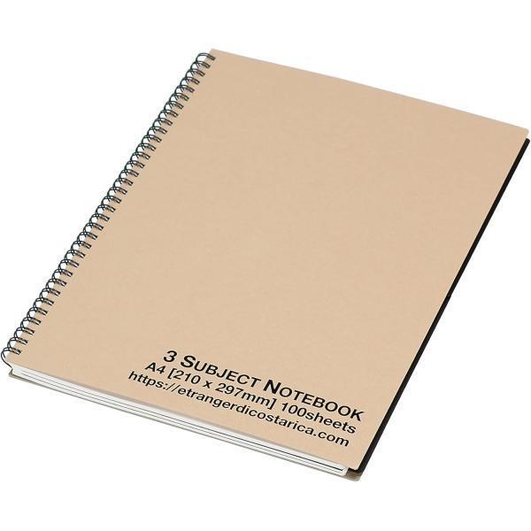 ●3サブジェクト ●インデックスで仕切られているダブルリング仕様のノート ●罫線6mm、A4サイズ、100シート ●229Wx17Dx257Hmm ●日本製