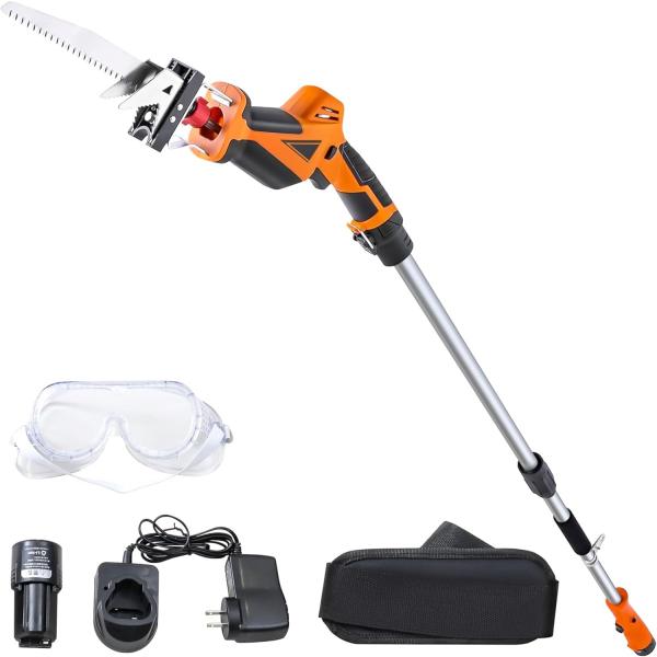 山善(YAMAZEN)10.8V 充電式 高枝ガーデンポールソー 高枝切りLPS-1025●電源を気にせず、どこでも高枝切りができるLi-ionバッテリー2.5Ah式。●切断する枝の高さに合わせて着脱ポールの接続本数を変更することで3段階の...