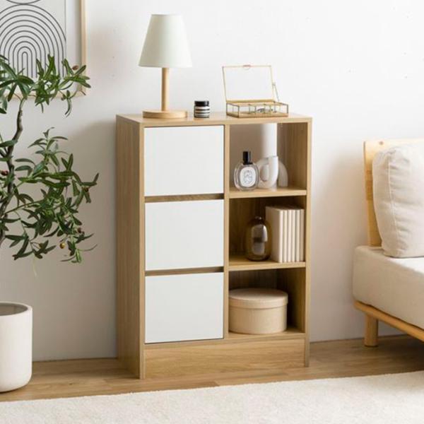 ■商品説明収納物に合わせて、隠す収納と見せる収納ができる引出付きキャビネット。■サイズ幅60cm×奥行29cm×高さ85cm■素材パーティクルボード(メラミン貼り)■備考【梱包サイズ】89cm×37cm×21cm【梱包重量】約23.5kg【...