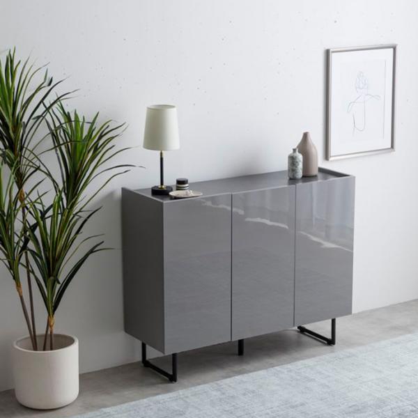 ■商品説明石目柄と鏡面の組み合わせが美しいキャビネット。■サイズ幅100cm×奥行35cm×高さ80cm■素材【ホワイト】本体:パーティクルボード、天板:メラミンシート貼り、扉:鏡面貼り、側面:紙貼り【グレー】本体:パーティクルボード、天板...