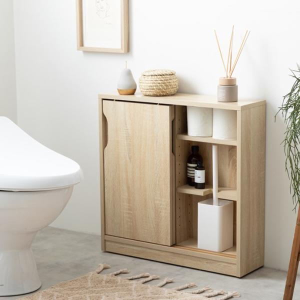 ■商品説明狭いトイレでも生活感を隠して収納できるキャスター付きトイレラック。■サイズ幅60cm×奥行17cm×高さ60cm■素材パーティクルボード(メラミン貼り)、MDF(メラミン貼り)【キャスター】ABS樹脂■備考【梱包サイズ】66.5c...