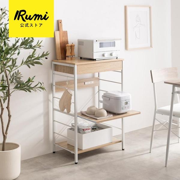 ■商品説明キッチン周りのものを1台に纏めて収納できるコンセント付きレンジラック。■サイズ幅60cm×奥行40cm×高さ(キャスター装着時):95.5cm (アジャスター装着時):91cm■素材【本体】パーティクルボード(メラミン貼り)【フレ...