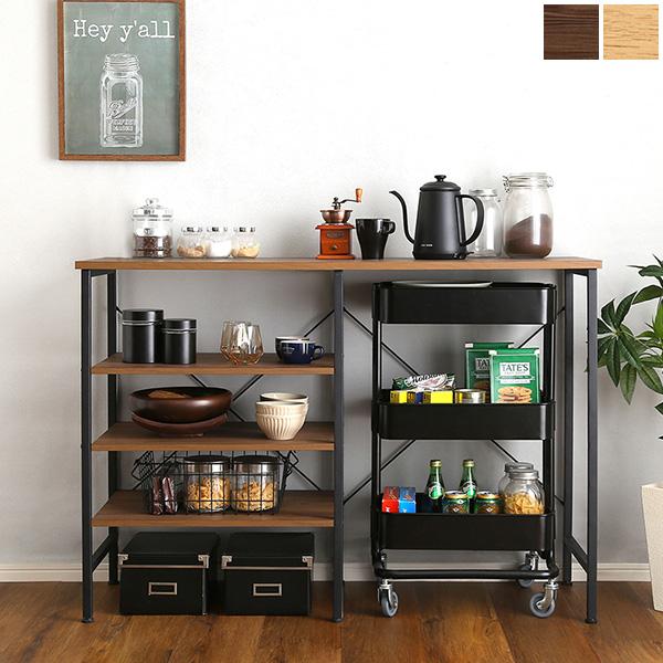 【素材】パーチクルボード・スチール【商品サイズ】120x40x85cm【商品重量】18kg【梱包サイズ】126x44x11cm 【梱包重量】19kg【生産国】中国【カラー】ウォールナットブラック、シャビーオークブラック■商品名キッチンカウン...