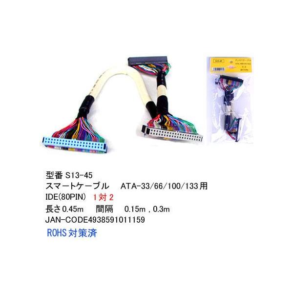P-ATA(IDE)ケーブル　ATA133対応１対2  0.45m