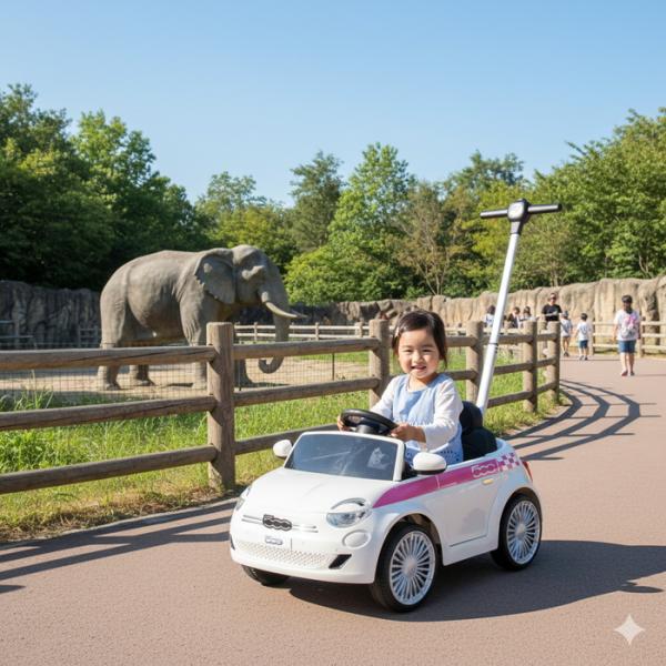 押手付乗用フットカーFIAT500eホワイトは、お子様の遊び心を刺激する魅力的な乗用玩具です。<BR>都市部でも映える洗練されたデザインのフィアット500eモデルを模したこの玩具は、コンパクトながらも機能性に富んでいます。&lt...