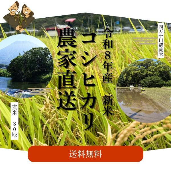【発売日：2026年09月14日】令和8年産 新米コシヒカリ・玄米30kg愛媛県・四万十川上流域の自然豊かな田んぼで育てたお米を、農家から直接お届けします。冬の土づくりからこだわり、イタリアンライグラスや菜の花などの緑肥も活用。農薬は必要最...