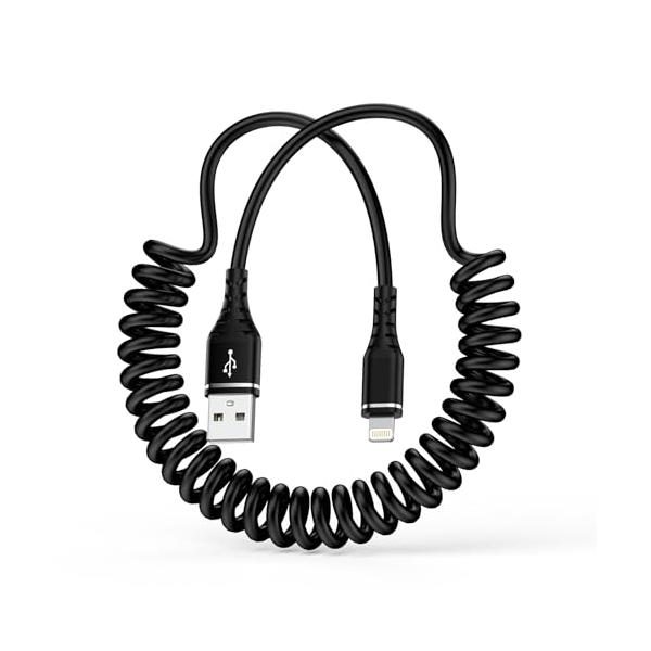 ブラック コイル/0.45~1.8/・olor:ブラック コイル・?? 車用 コイル ライトニングケーブル車用コイル状 ihone充電ケーブルは伸縮自在なデザインで、通常の長さは45cで、最大180cまで伸ばすことができ、スプリングケーブル...