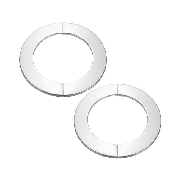 シルバー//・素材：ステンレス鋼；カラー：シルバー；内径：103  / 4.06インチ；全体サイズ：15.1c x （ODxH）；梱包リスト：壁用スプリットフランジ個・耐久性のある素材  蛇口カバーは耐久性のあるステンレス鋼製で、錆びにくく...