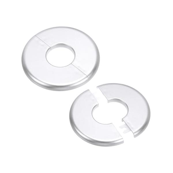 シルバー//・素材：AB ；カラー：シルバー；内径：34.5 / 1.36；全体サイズ：9.45c x 8 / 3.7 x 0.31（外径x高さ）；梱包リスト：壁用スプリットフランジ個・耐久性のある素材  蛇口カバーは耐久性のあるV素材で作...