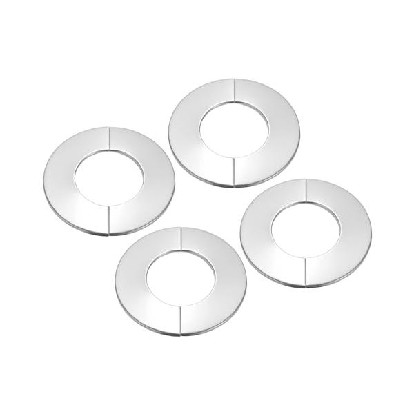 シルバー//・素材：ステンレス鋼；カラー：シルバー；内径：73  / .87インチ；全体サイズ：14c x インチ（ODxH）；梱包リスト：壁用スプリットフランジ4個・耐久性のある素材  蛇口カバーは耐久性のあるステンレス鋼製で、錆びにくく...