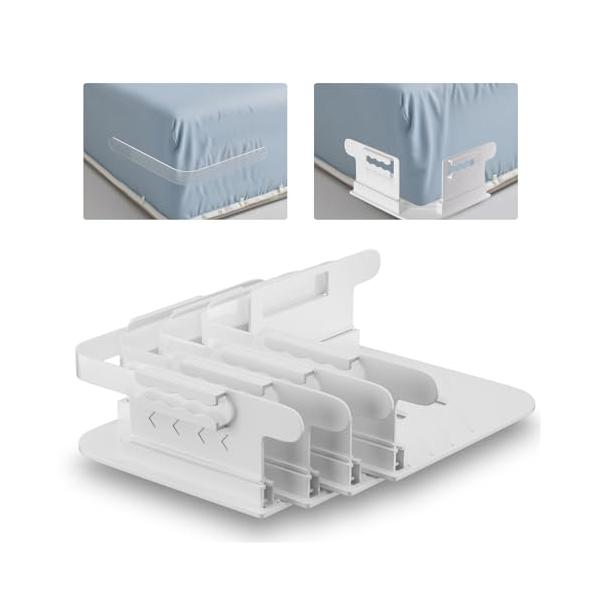 ホワイト/０/5・節約時間・高品質睡眠：ベッドシーツクリップはズレ防止設計でシーツを固定。夜間寝返りでもずれないため、整理手間が省け、安定環境で睡眠質が向上し、朝の時間を節約できます。?・高耐久・持続滑り止め：4 本入りクリップは高品質 A...