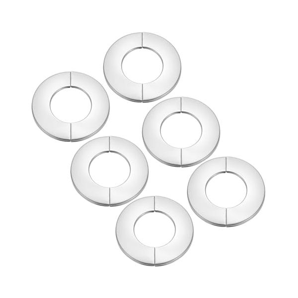 ilv//・素材：ステンレススチール；カラー：シルバー；内径：35 / 1.38インチ；全体サイズ：6.9c x （ODxH）；梱包リスト：壁用スプリットフランジ6個・耐久性のある素材  蛇口カバーは耐久性のあるステンレススチール製で、錆び...