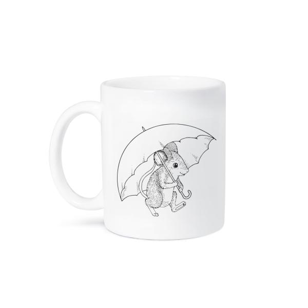 商品名: 3drose TNMGraphics動物 ? マウスと傘 ? マグカップ 11-oz ホワイト mug_53191_1 3dRose mug_53191_1 Mouse and Umbrella Ceramic Mug, 11-O...
