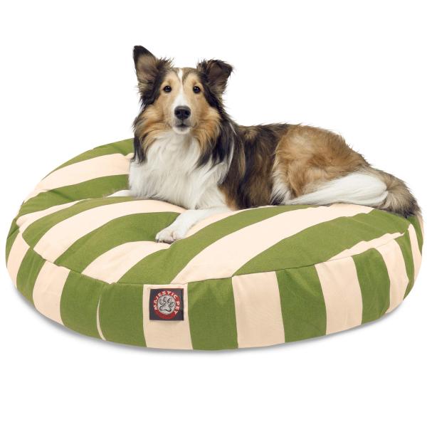 商品名:  Sage Vertical Stripe Medium Round Indoor Outdoor Pet Dog Bed With Removable Washable Cover By Majestic Pet Product...