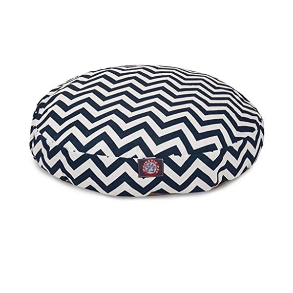 商品名:  Navy Blue Chevron Medium Round Indoor Outdoor Pet Dog Bed With Removable Washable Cover By Majestic Pet Productsブラ...
