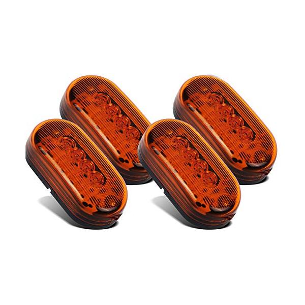商品名: Partsam トレーラークリアランスまたはサイドマーカーライト - LED - 10ダイオード - アンバーレンズ - ブラックベース - 4インチ 4x2 長方形LEDライト識別ライト Partsam 4pcs Amber 1...