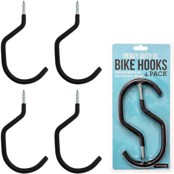 商品名:  IMPRESA 4-Pack Bike Hooks for Garage Ceiling - 100 Lbs Capacity,7 x 4 in - Galvanized Steel &amp; Non-Marring Fini...