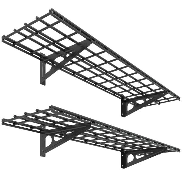 商品名:  FLEXIMOUNTS 2-Pack 1x4ft 12-inch-by-48-inch Wall Shelf Garage Storage Rack Wall Mounted Floating Shelves, Black, C...