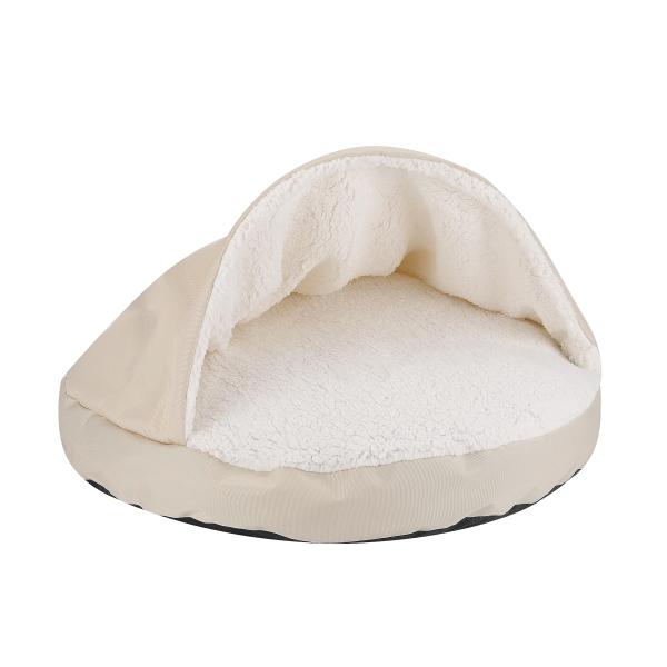 商品名:  Long Rich Durable Oxford to Sherpa Pet Cave and Round Pet Bed, 25", with Removable Insert Khaki Color, by Happycar...