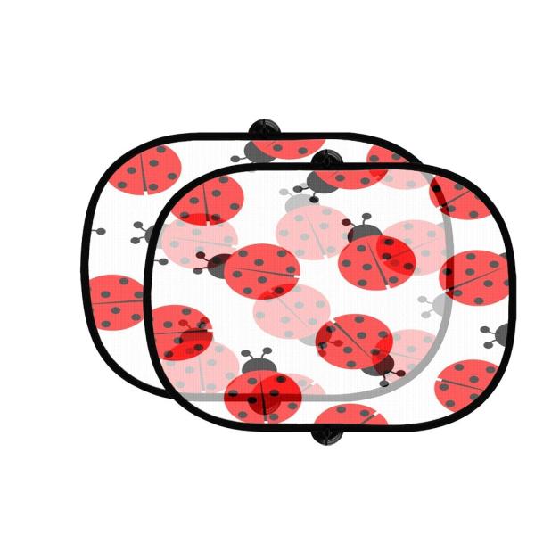 商品名: Ladybugsパターン2個自動折りたたみ式前面背面サイドウィンドウサンシェードメッシュ Style In Print Ladybugs Pattern 2 Pcs Auto Foldable Front Rear Side Wi...