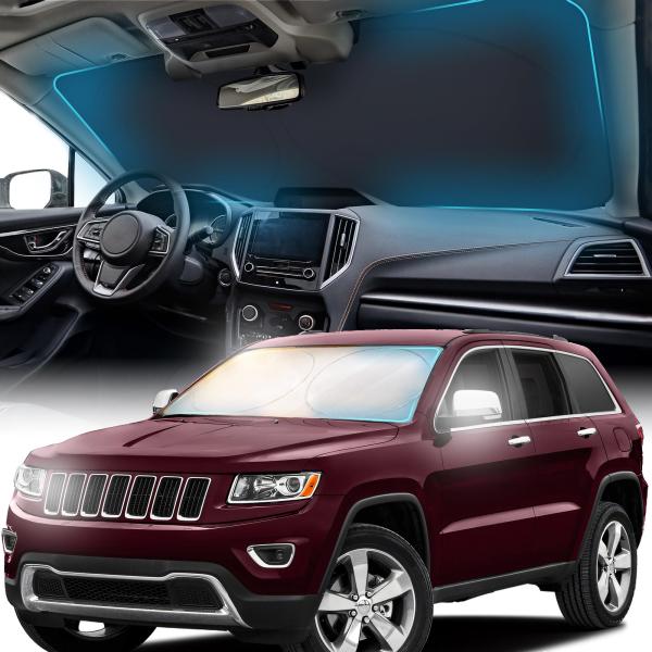 商品名: FORTEM THE EXTRA MILE 車用フロントガラス日よけ ? 折りたたみ式ナイロンサンシェード ? バイザー遮熱プロテクター ? UVカット ? 車の内装保護 断熱 Large (63" x 34") シルバー FRT...