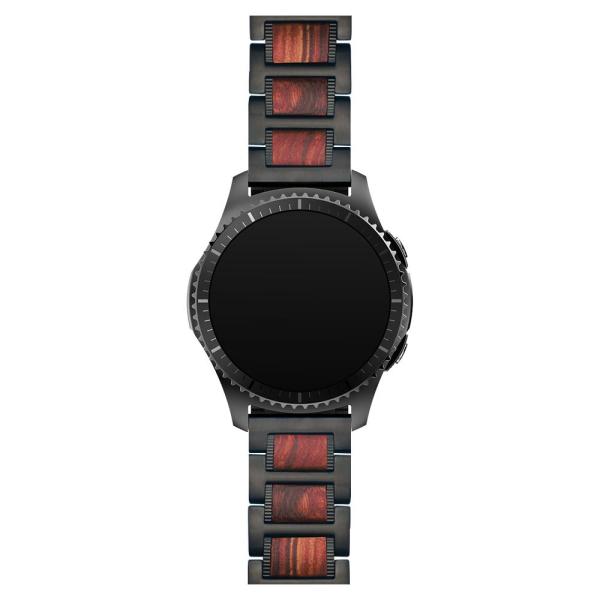 商品名:  LDFAS 22mm Wood Red Sandalwood Stainless Steel Metal Watch Strap Compatible for Samsung Galaxy Watch 3 45mm, Gear ...