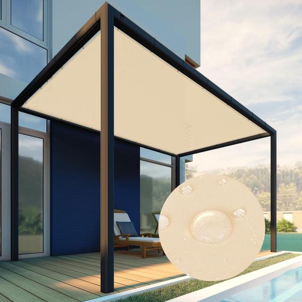 商品名: パティオ パラダイス 5フィート x 10フィート 防水 サンシェード セイル 長方形 シェードクロス グロメット付き、260GSM パティオキャノピー オーニング 95% UVブロック 裏庭デッキパーゴラ交換用カバー、ベージュ、...