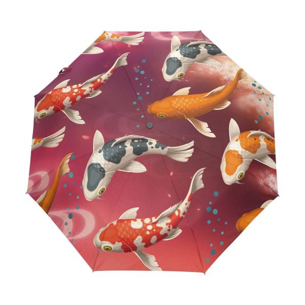 商品名: Japanese Koi Fish UPF 50 +紫外線対策パラソル防雨防風3折りたたみAuto Open Close Umbrella super3Dprinted Japanese Koi Fish UPF 50+ Anti...