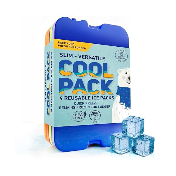 商品名: Healthy Packers スリム&amp;長持ち 再利用可能なアイスパック ランチバッグとクーラーバッグ用(4個セット) Healthy Packers Slim &amp; Long-Lasting Reusable Ic...