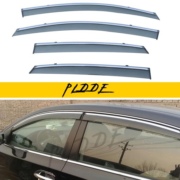 商品名:  PLDDE 4pcs Smoke Tint with Chrome Trim Window Visors Compatible with 13-19 Nissan Sentra Outside Mount Tape On/Cli...
