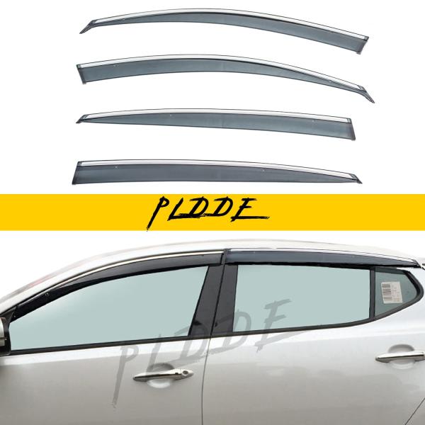商品名: PLDDE スモークティント クローム トリム 外付け用テープ オン/クリップオン スタイル PVC サンレインガード ウィンドウバイザー 11〜15 Kia Optimaに適合 PLDDE 4pcs Smoke Window V...