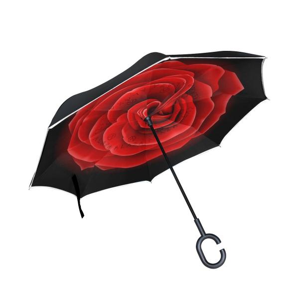 商品名:  hengpai Reverse Inverted Inside Out Umbrella Cars Red Rose Unigue Windproof UV Proof Double Layer for Womenブランド: h...