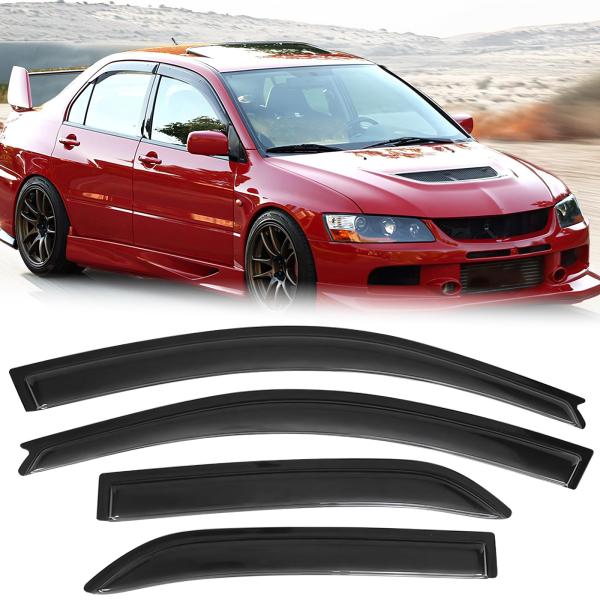 商品名:  FREEMOTOR802〓 Tape-on Side Window Visors Wind Deflectors Rain Guards Vent Visors, Compatible with 2002-2007 Mitsub...