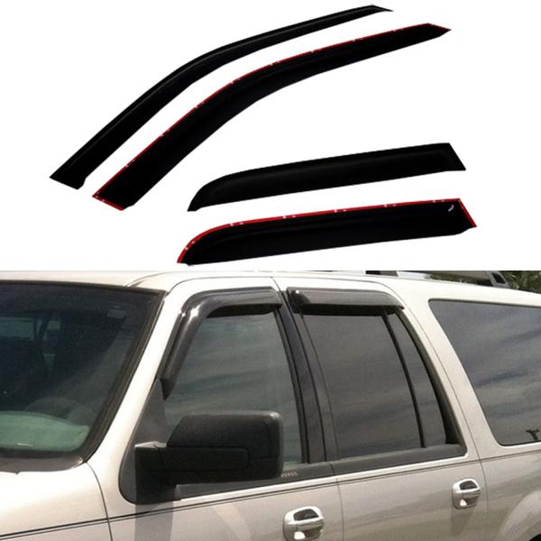 商品名:  LQQDP 4pcs Front+Rear Smoke Sun/Rain Guard Outside Mount Tape-On Window Visors Compatible with 97-17 Expedition 98...