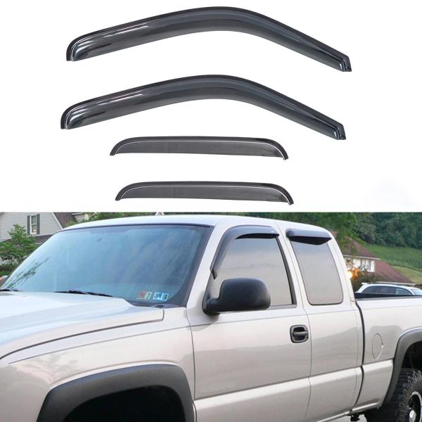 商品名:  LQQDP 4pcs Front+Rear Smoke Sun/Rain Guard Outside Mount Tape-On Window Visors Compatible with 99-06 Silverado Sie...