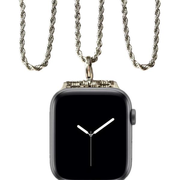 商品名: ステンレススチールチェーンネックレス スマートウォッチバンド 38mm シリーズ3 2 1 / 40mm シリーズ4 ポリッシュシルバーメタル ツイストスタイル ロープネックバンド 交換用アクセサリー ウェアラブルテクノロジー レ...