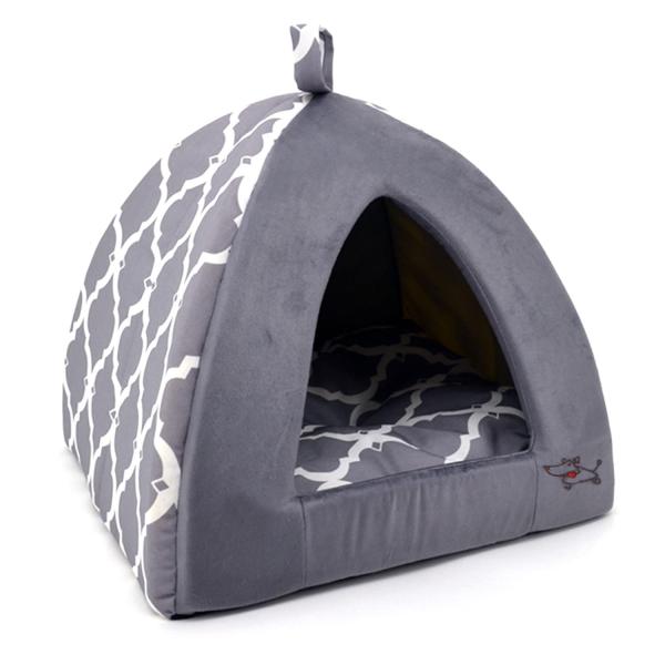 商品名: Linen Tent Bed for Pets - Gray Lattice, X-Large Pet Tent-Soft Bed for Dog and Cat by Best Pet Supplies - Gray Latti...