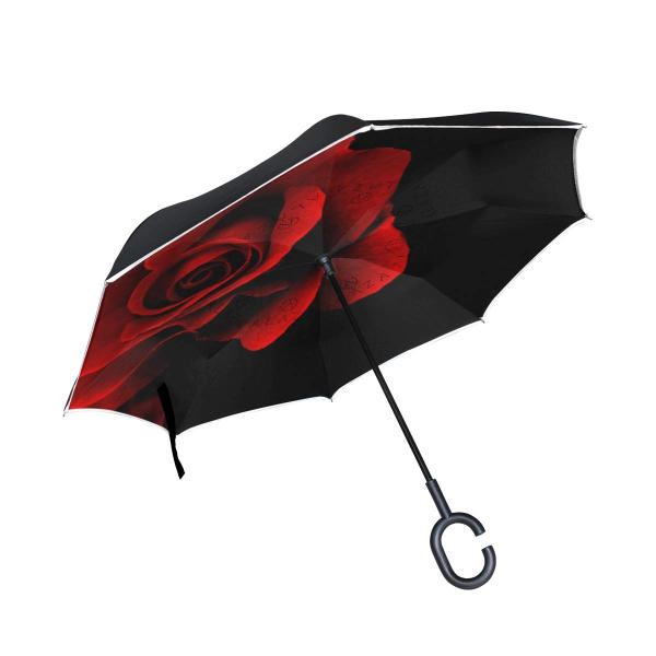 商品名:  hengpai Reverse Inverted Inside Out Umbrella Cars Red Rose Unigue Windproof UV Proof Double Layer for Womenブランド: x...