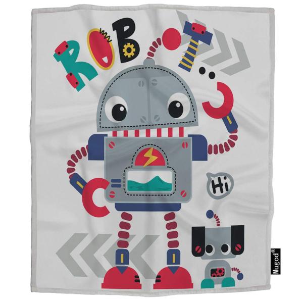 商品名:  Mugod Robot Throw Blanket Cute Adorable Cartoon Robot Waving with Robotic Dog Friend Soft Cozy Fuzzy Warm Flannel ...