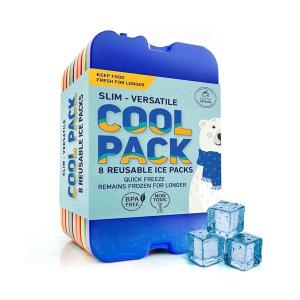 商品名: Healthy Packers (ヘルシーパッカーズ) ランチボックス用アイスパック - 冷凍庫パック - オリジナルクールパック | スリムで長持ちするアイスパック ランチやクーラーバッグ用 (8パック) Ice Packs f...