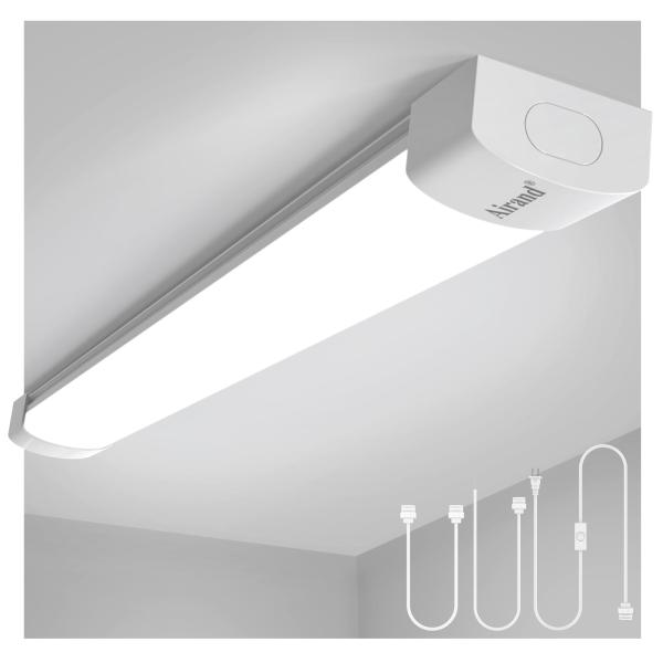 商品名:  Airand Ceiling Lights LED Plug in 2ft Flushmount LED Tube Light 5000K Linkable Garage Light Fixture 18W Wraparound...