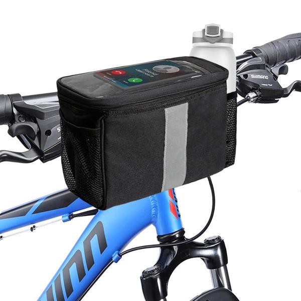 商品名: Bike Handlebar Bag, Bike Basket with | Mesh Pocket - Cold &amp; Warm Insulation - Reflective Strap - Touchable Tran...
