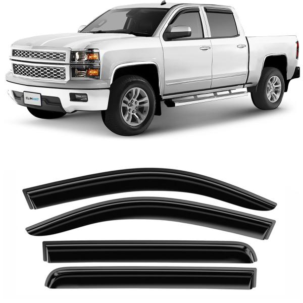 商品名:  CLIM ART Incredibly Durable Rain Guards for Chevrolet (Chevy) Silverado/GMC Sierra 2014-2018 Crew Cab, Tape-on Win...