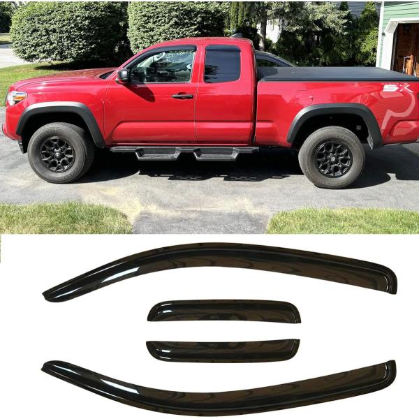 商品名: Deebior 4個 サンレインガード ウィンドウバイザー ウィンドディフレクター トヨタ 2005-2015 タコマ エクステンデッドキャブ(アクセスキャブ) 4pcs Original Shatterproof Outside...